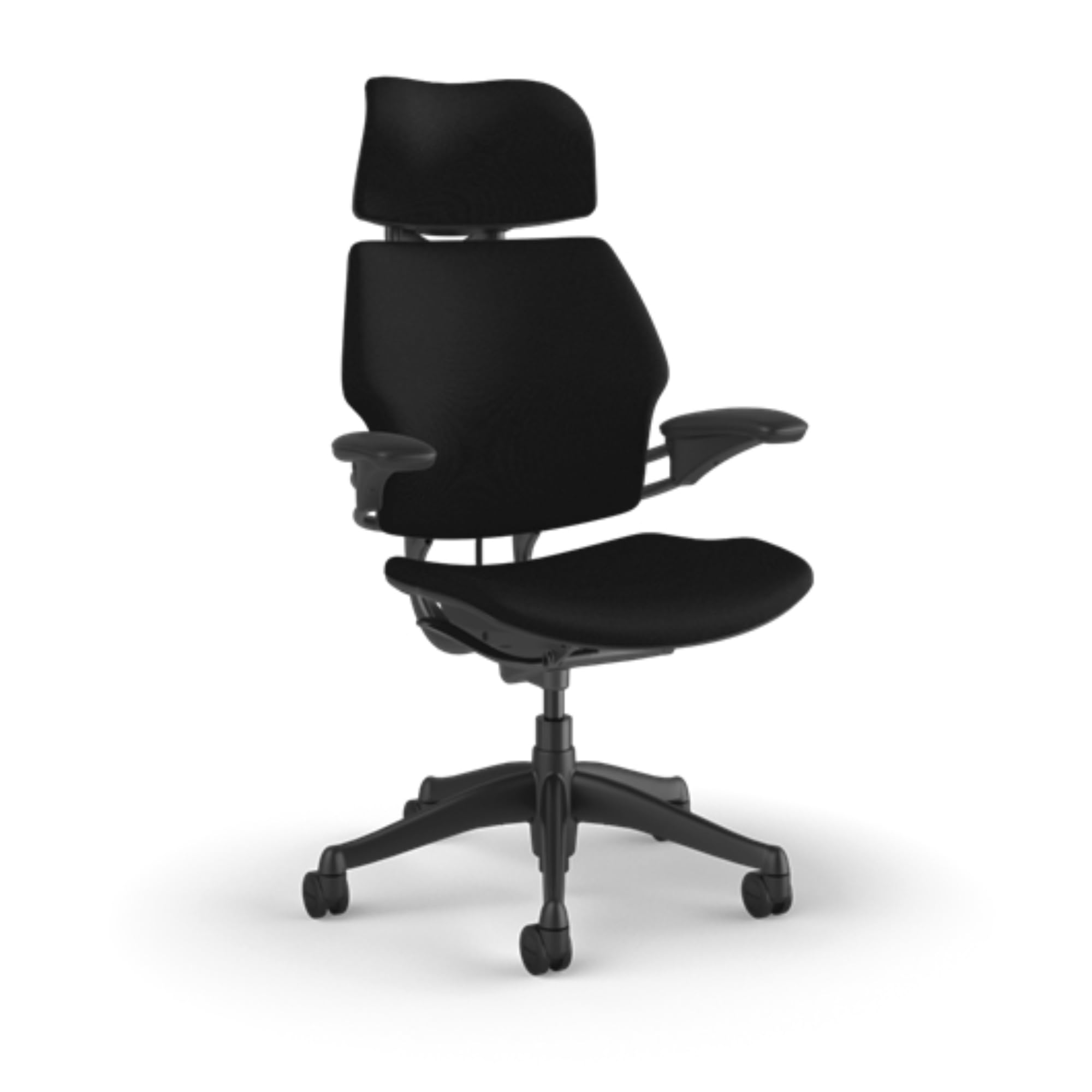 Humanscale Freedom Task Chair with Headrest | Graphite Frame, Corde 4 Black Fabric Seat | Height-Adjustable Duron Arms | Standard Foam Seat, Hard Casters, and 5" Cylinder…