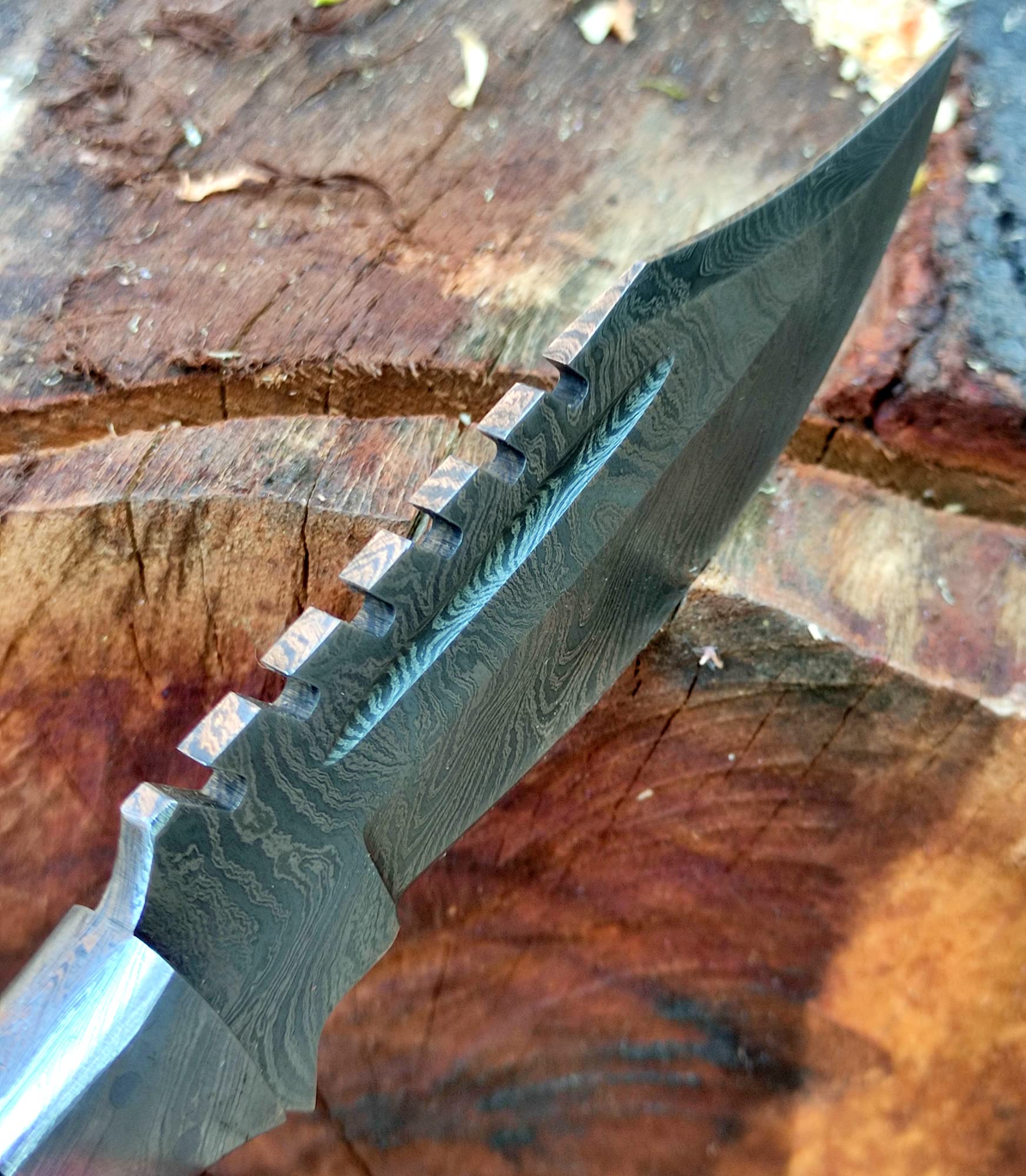Handmade Damascus Hunting Knife with Sheath Full Tang Fixed Blade Skinning knife With Holster Buffalo Horn Handle 9.00" JNR-4160