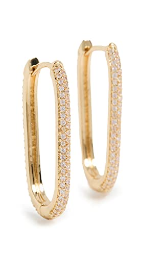 Jules Smith Women's Crystal Oval Hoops, Gold, One Size