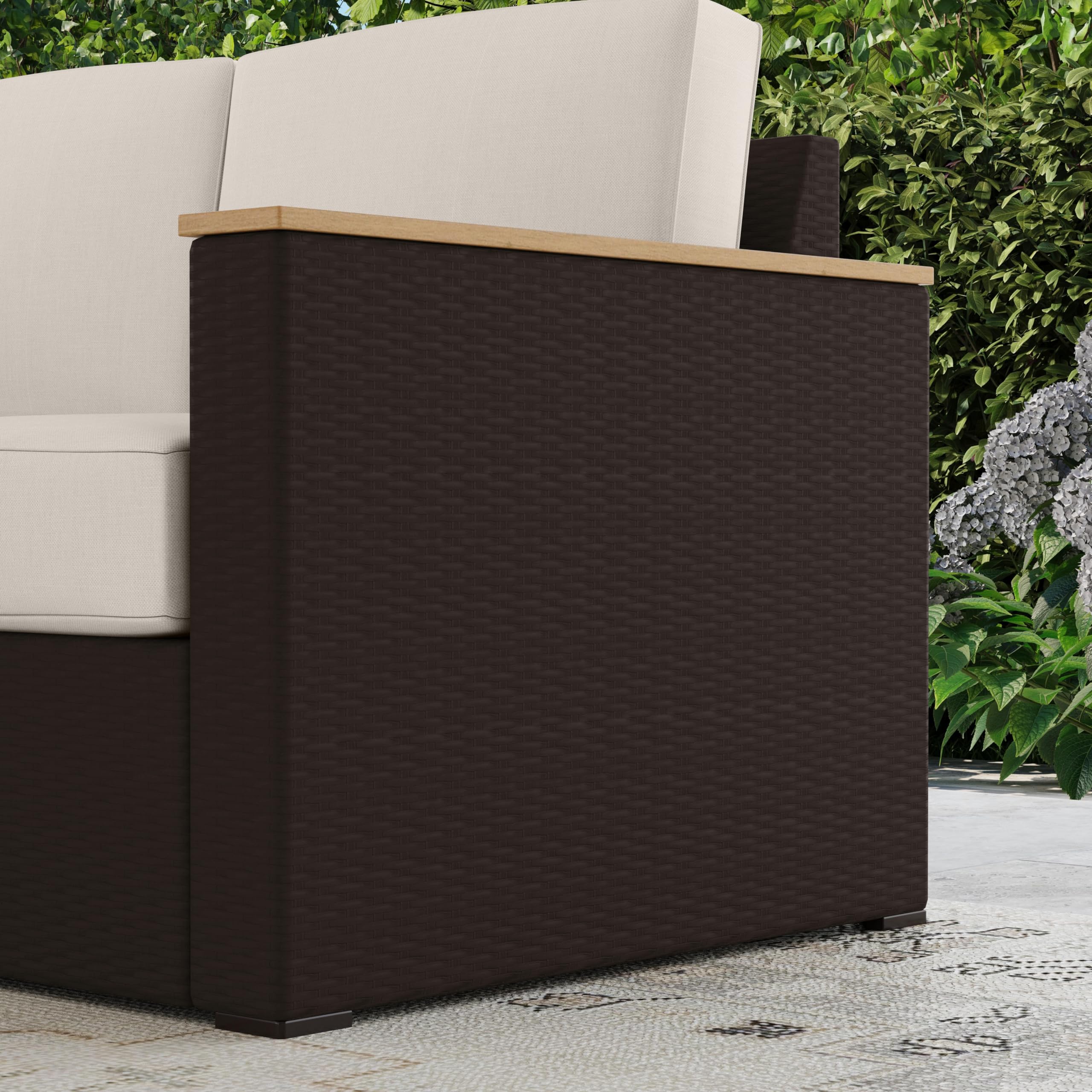 Homestyles 6800-411D9-T 4-Piece Sectional Set, 4PC 6 Seat, Beige/Brown