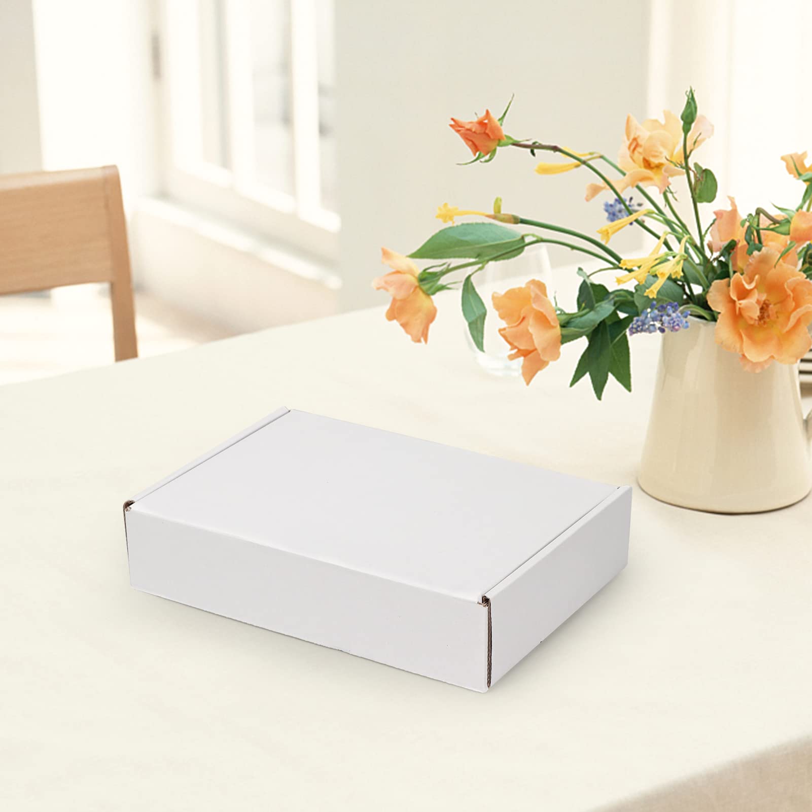 HORLIMER 9x6x2 inches Shipping Boxes Set of 25, White Corrugated Cardboard Box Literature Mailer