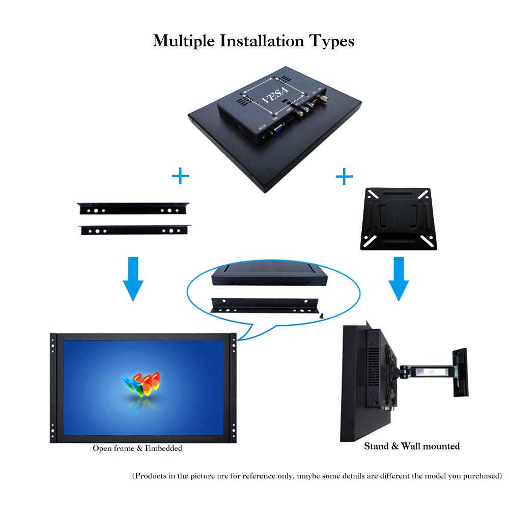 iChawk 17.3'' inch PC Monitor 1920x1080 16:9 Widescreen AV BNC HDMI-in VGA Embedded Open Frame Wall-Mounted Built-in Speaker Remote Control LCD Screen Display Pluggable U-Disk Video Player K173MN-59