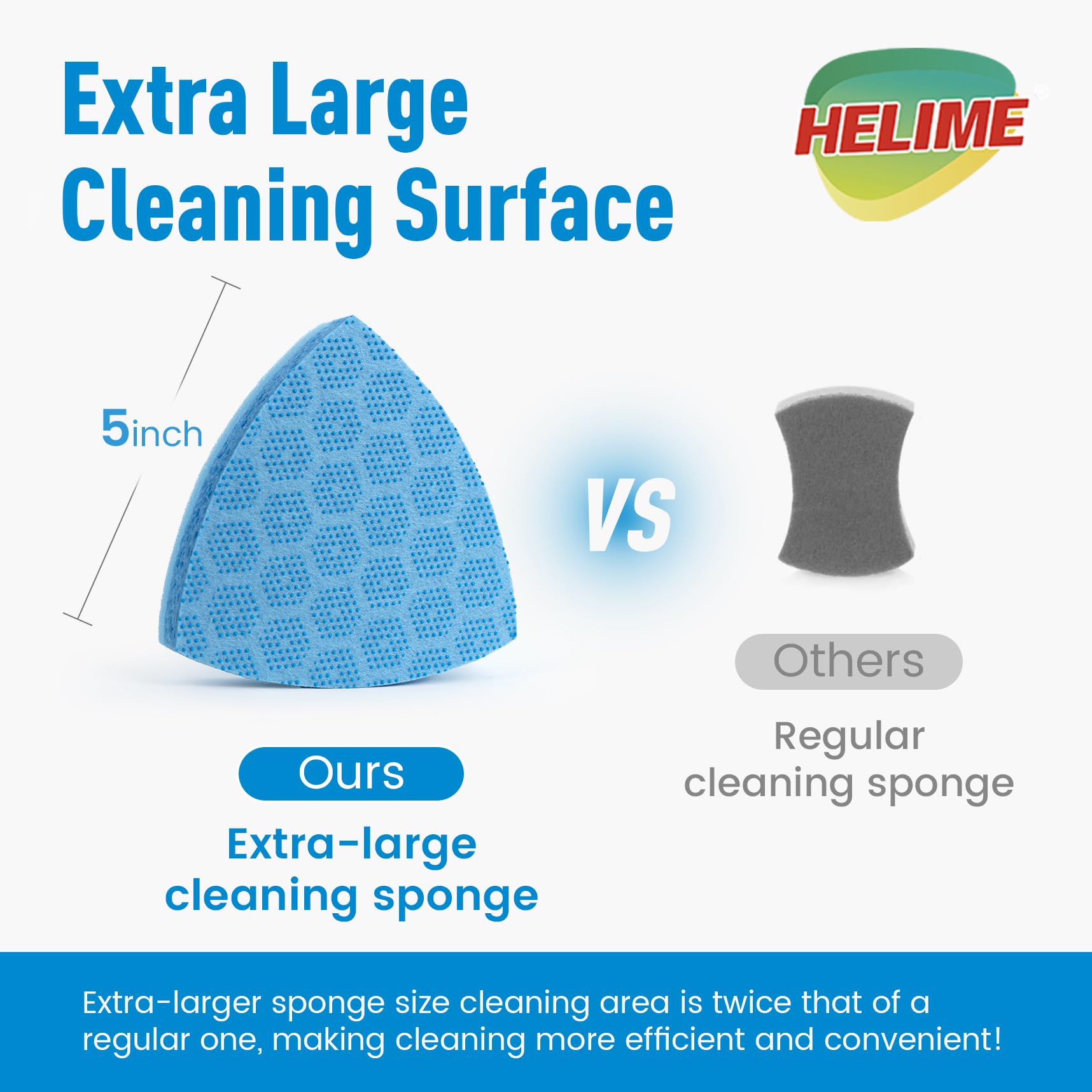 HELIME Scrub Dots Bathroom Sponge, Heavy Duty Non Scratch 3 Layer Cellulose Scrubbers, Reusable Bath Washing Scrubber, Magic Eraser Sponges Scour Scrub Pads for Clean Glass, Ceramic, Bathtub, Sink