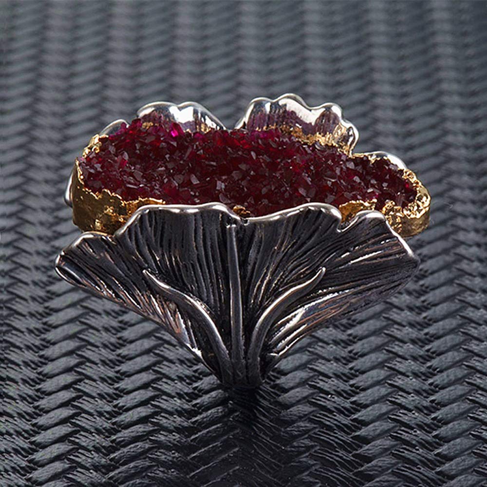 HSQYJ Retro Cocktail Statement Ring Antique Gold and Silver Tone Resin Stone Crystal Stacking Rings Cluster Statement Ring for Women