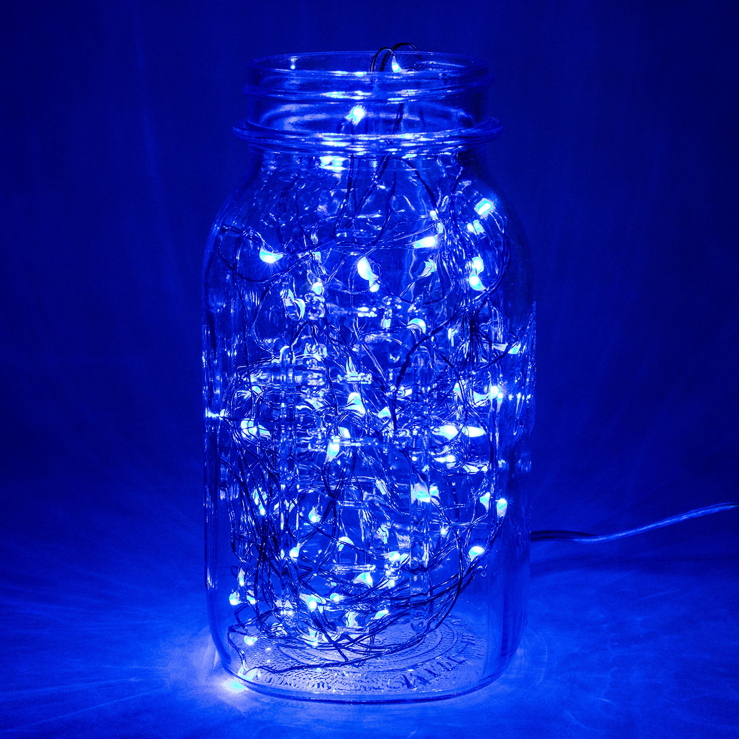 Hometown Evolution, Inc. Blue Fairy Lights - Battery Operated - 6 Foot 20 Blue LED Micro lights on Copper Wire - Waterproof for Indoor and Outdoor Use
