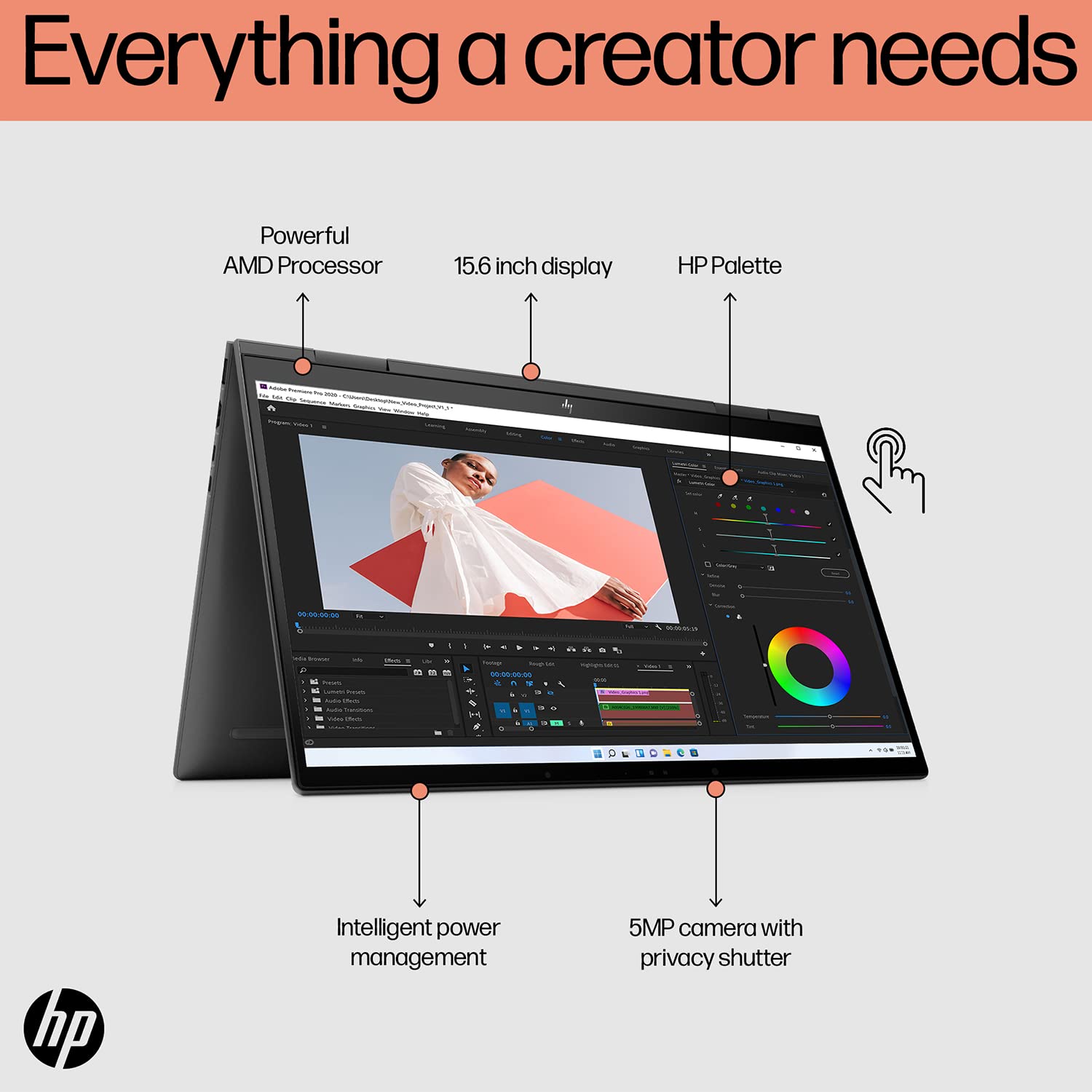 HP Envy x360 2-in-1 Laptop, 15.6“ Touchscreen FHD Display, AMD Ryzen 7 5825U Processor, 32GB RAM, 1TB SSD, HDMI, Stylus Pen, Wi-Fi 6, Windows 11 Home, Black