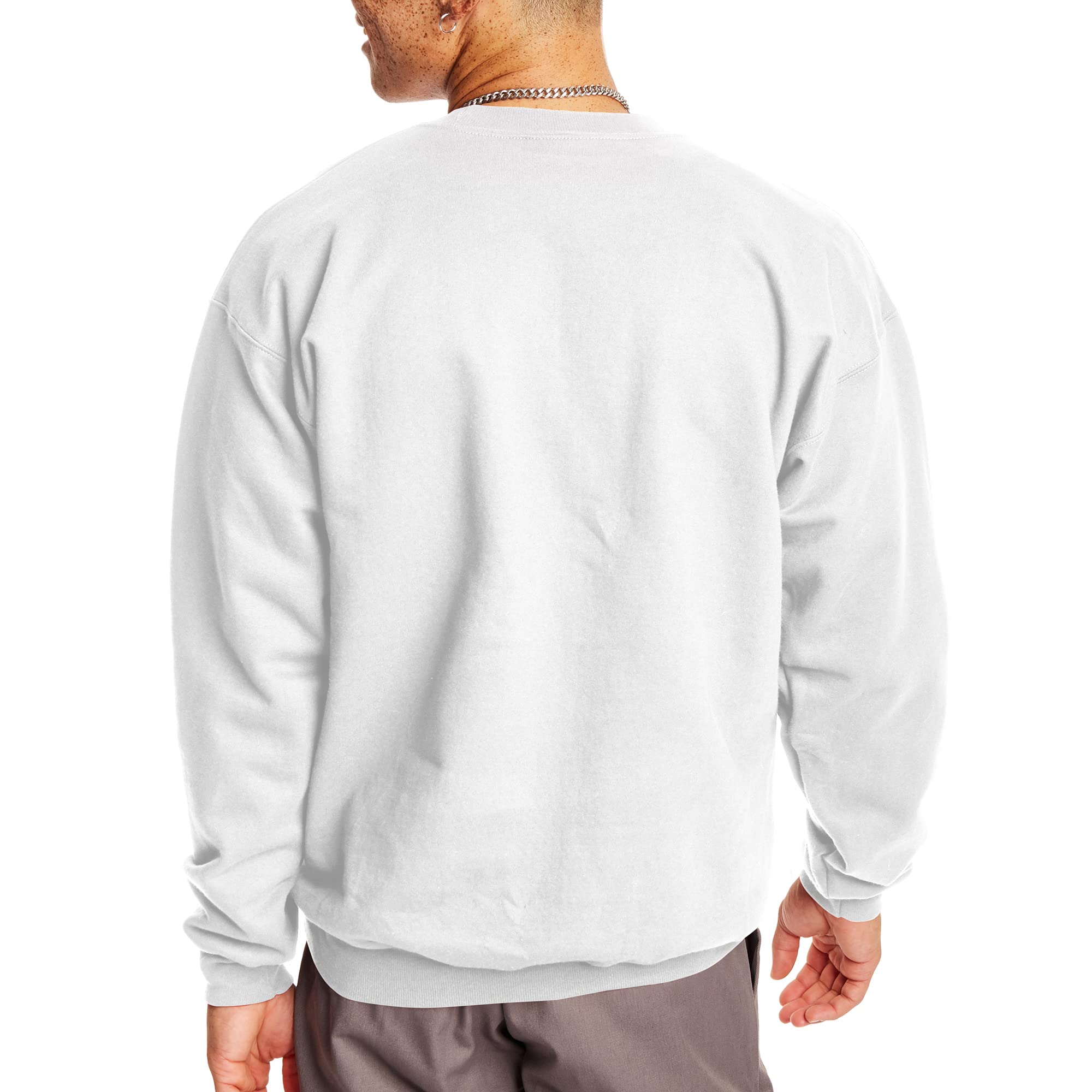 Hanes Mens Sweatshirt, Heavyweight Fleece Crewneck Pullover For, White, Medium US