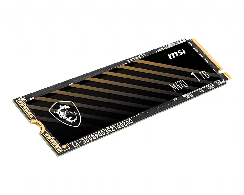 MSI M470 M.2 2280 1TB PCI-Express 4.0 x4 NVMe 1.3 3D NAND Internal Solid State Drive, Bundle with MT Heatsink Cooler 2280 M.2 SSD Double-Sided Heat Sink with Silicone Thermal Pad for PS5/PC - Red