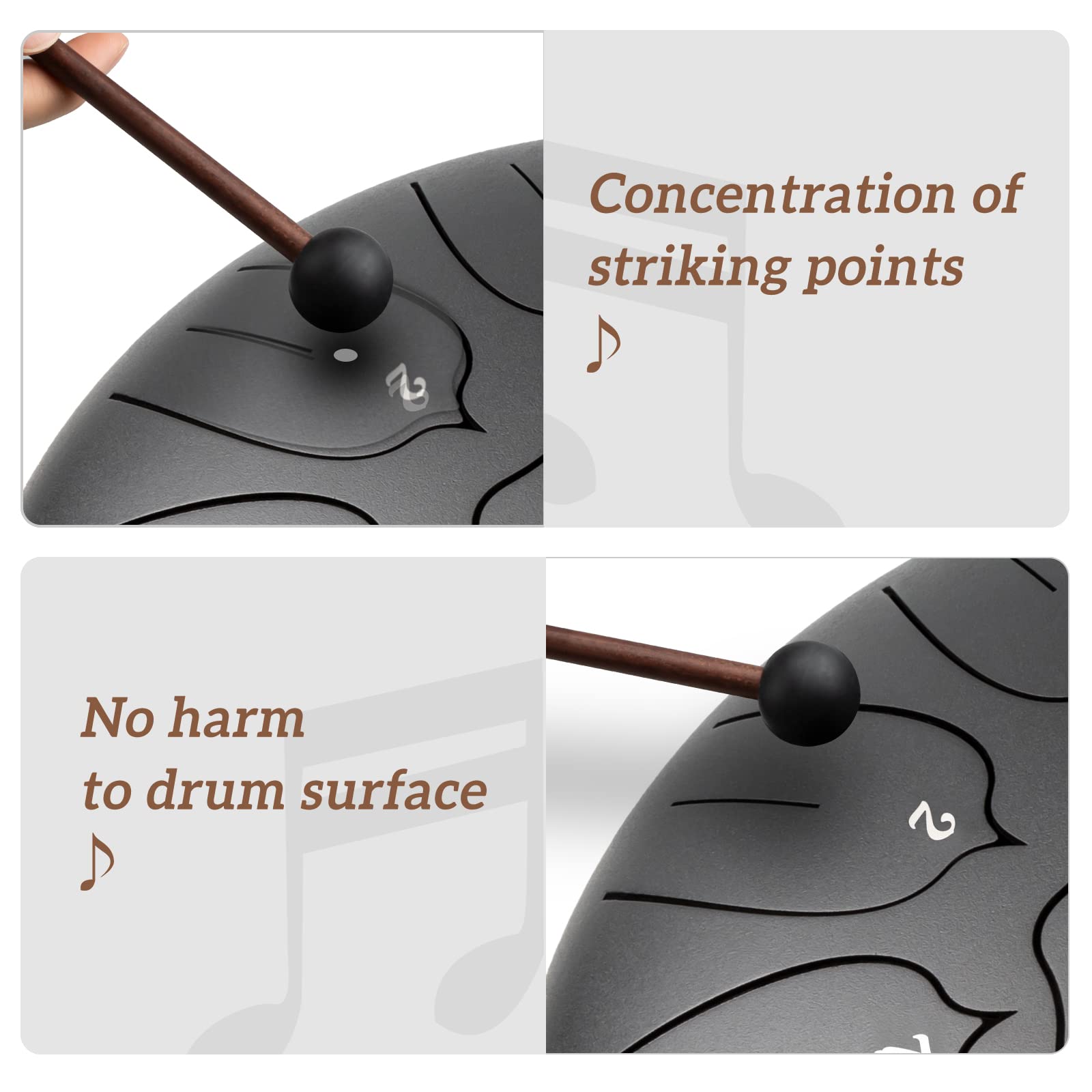 INMAKER Wooden Drum Mallets percussion one Pair for Steel Tongue Drum Hang Pan Drum