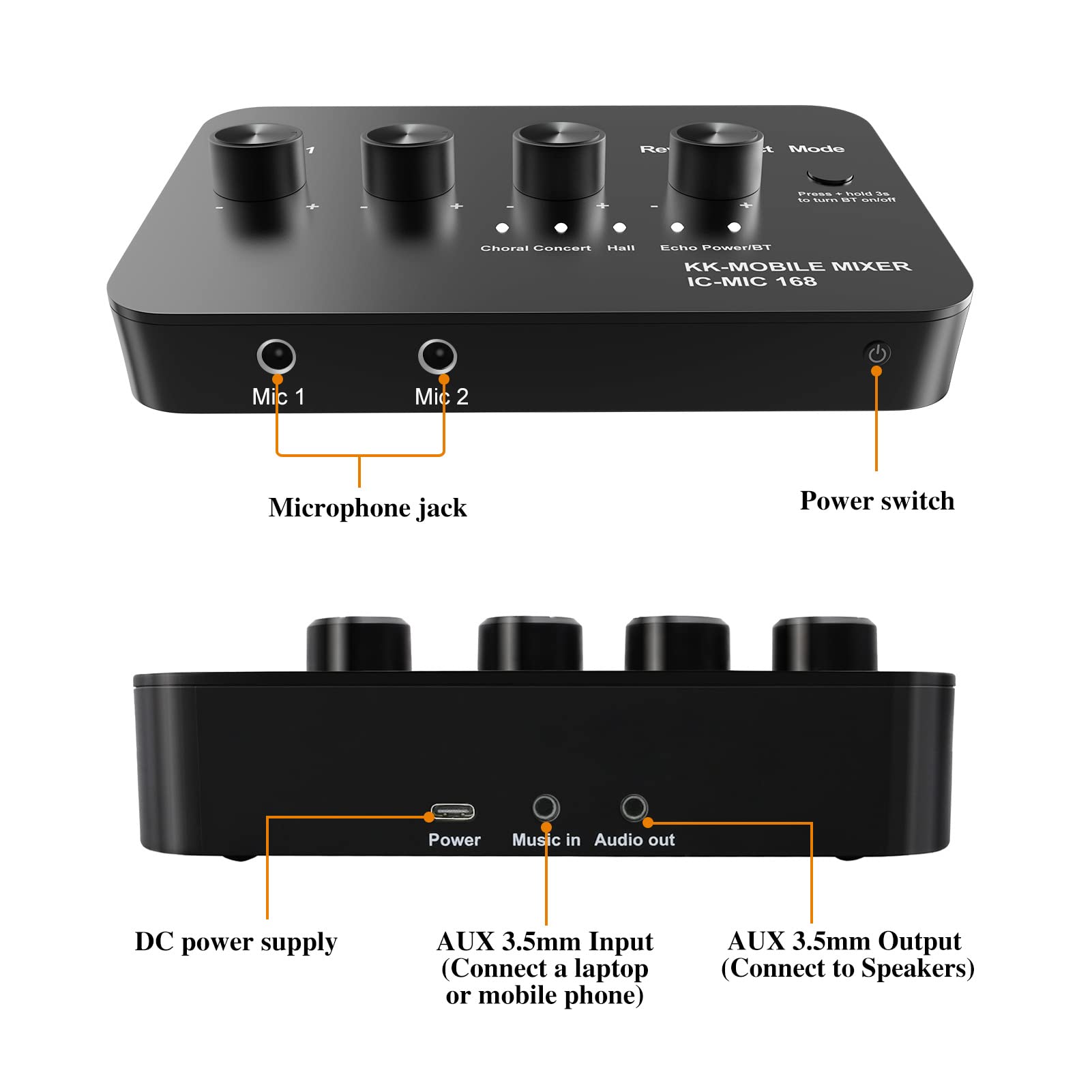 Inncen Microphone Karaoke Mixer System, Bluetooth Wired Microphone, Supports 3.5mm AUX, Smart TV, Speaker, PC, Soundbar,