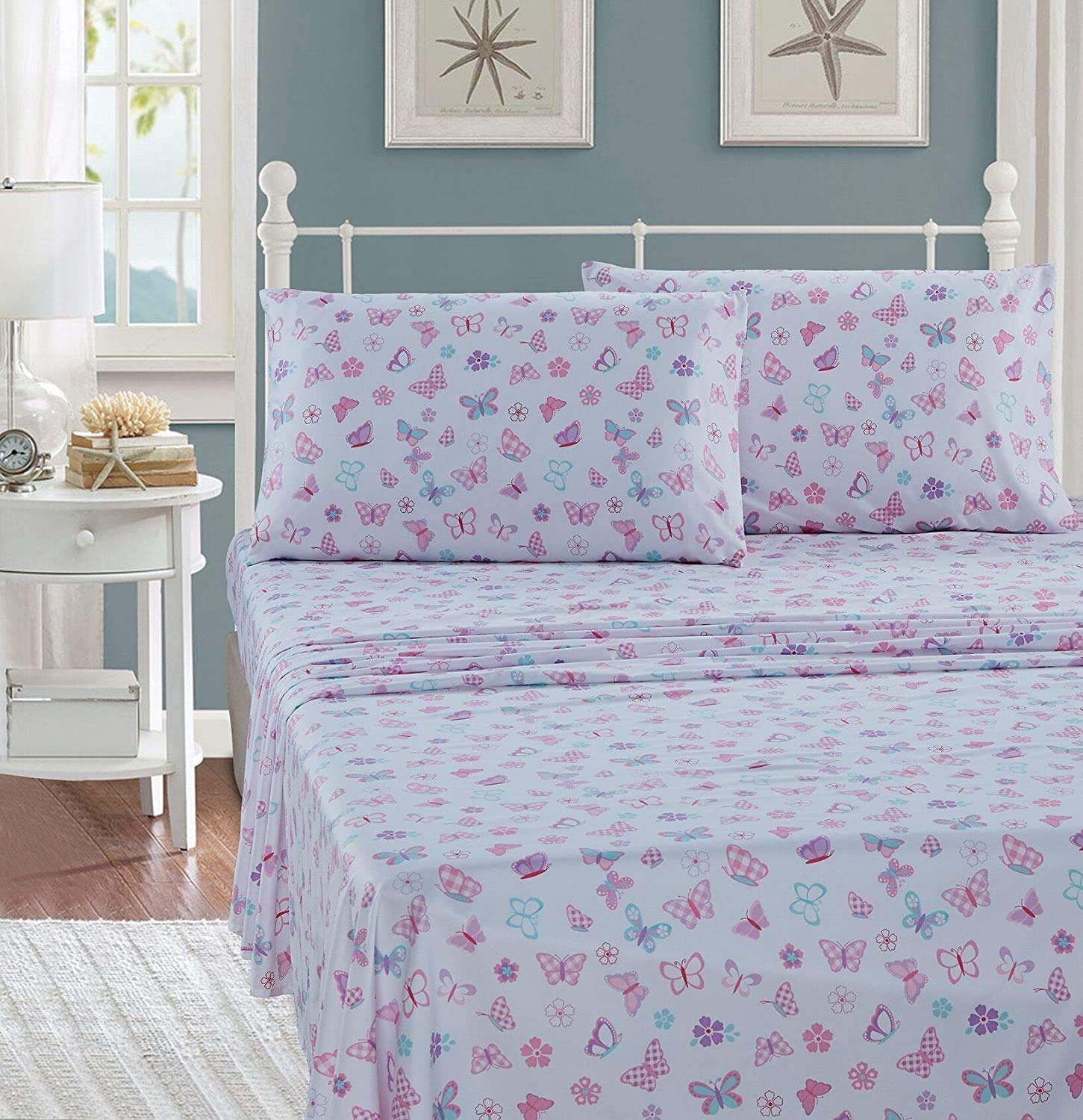 Home Collection Queen Size Comforter And Sheet Set Butterflies Birds Pink Blue Green New # Tree Butterfly