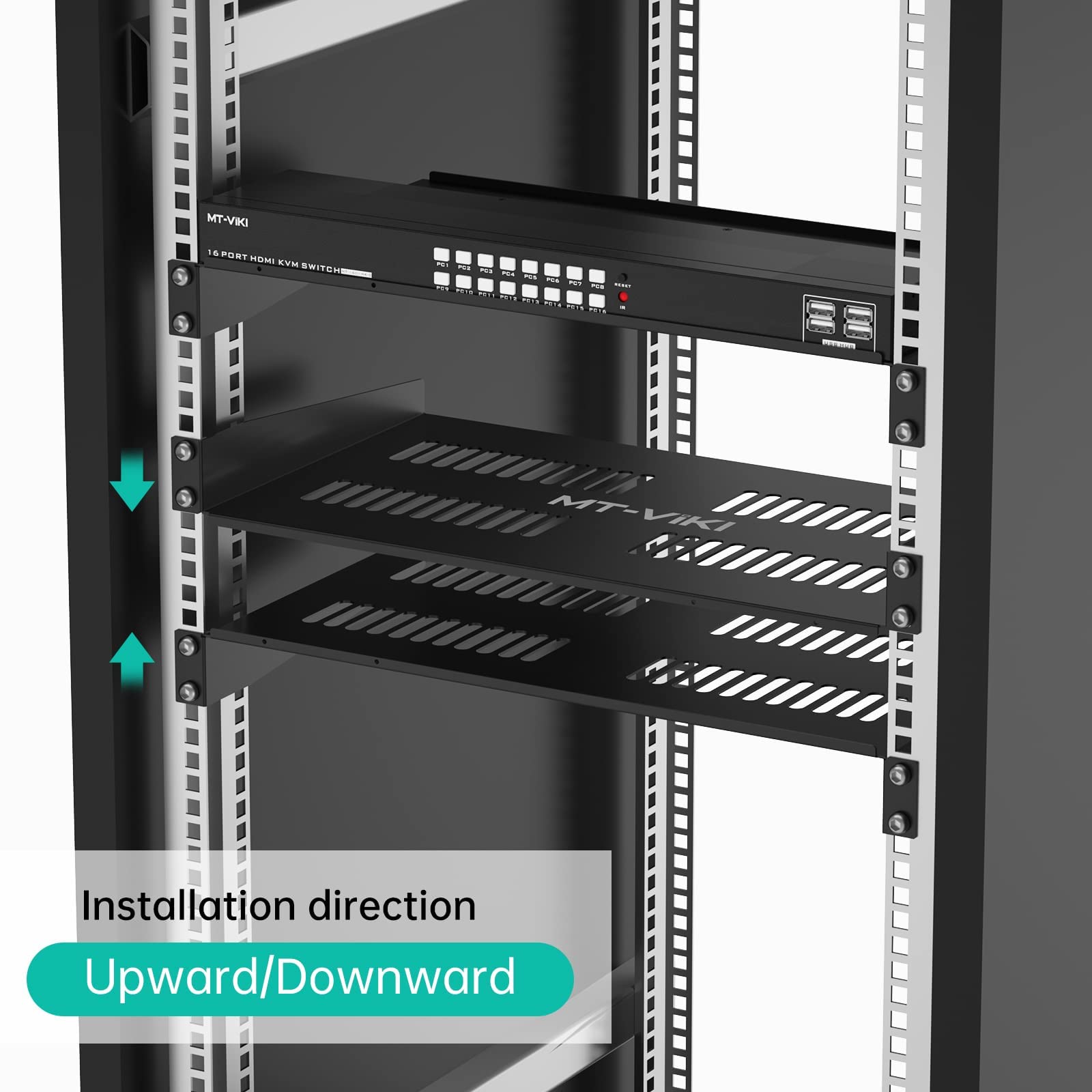 MT-VIKI 19 inch Rack Shelf, 1U Server Rack Shelf 10" deep- Universal Vented Rack Mount Cantilever Tray for 19" Network Equipment Rack & Cabinet- Sturdy (1 Pack)