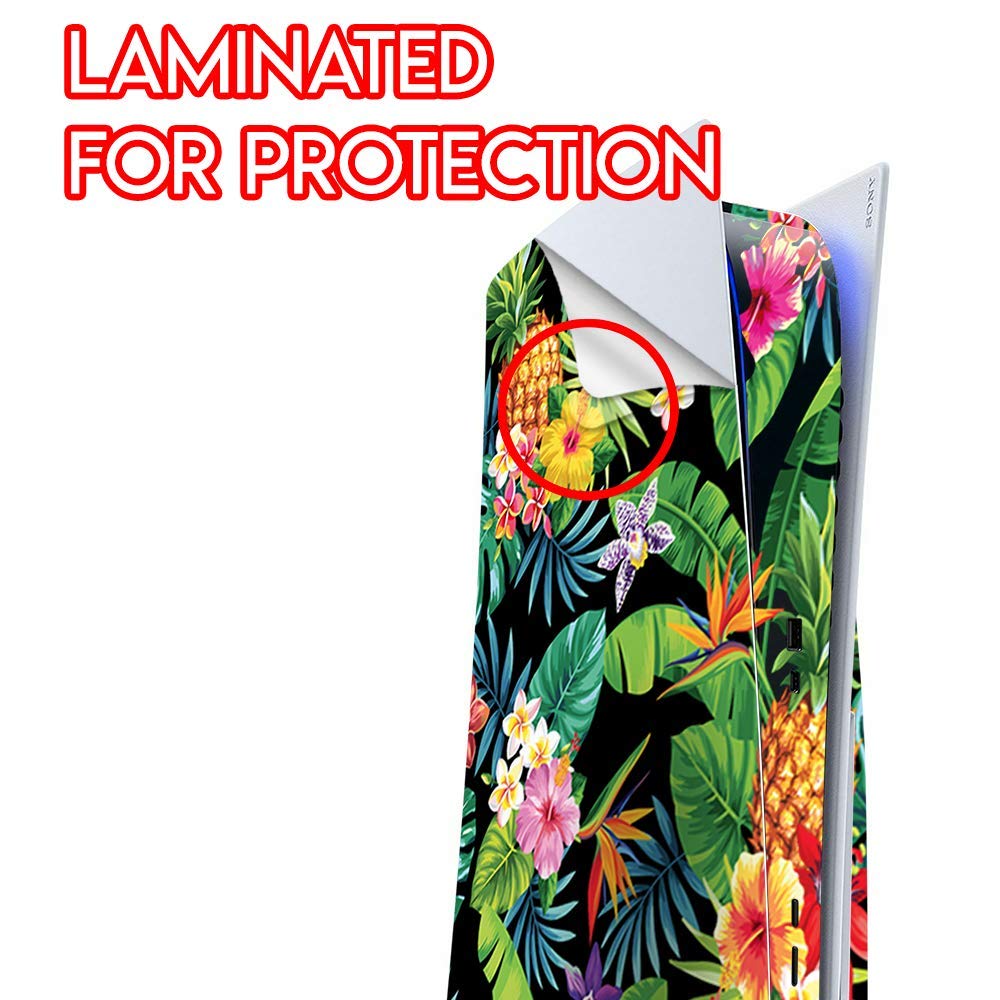 ITS A Skin Skins Compatible with Sony Playstation 5 Console Disc Edition - Protective Decal Overlay Stickers wrap Cover - Tropical Flowers Hibiscus Hawaii