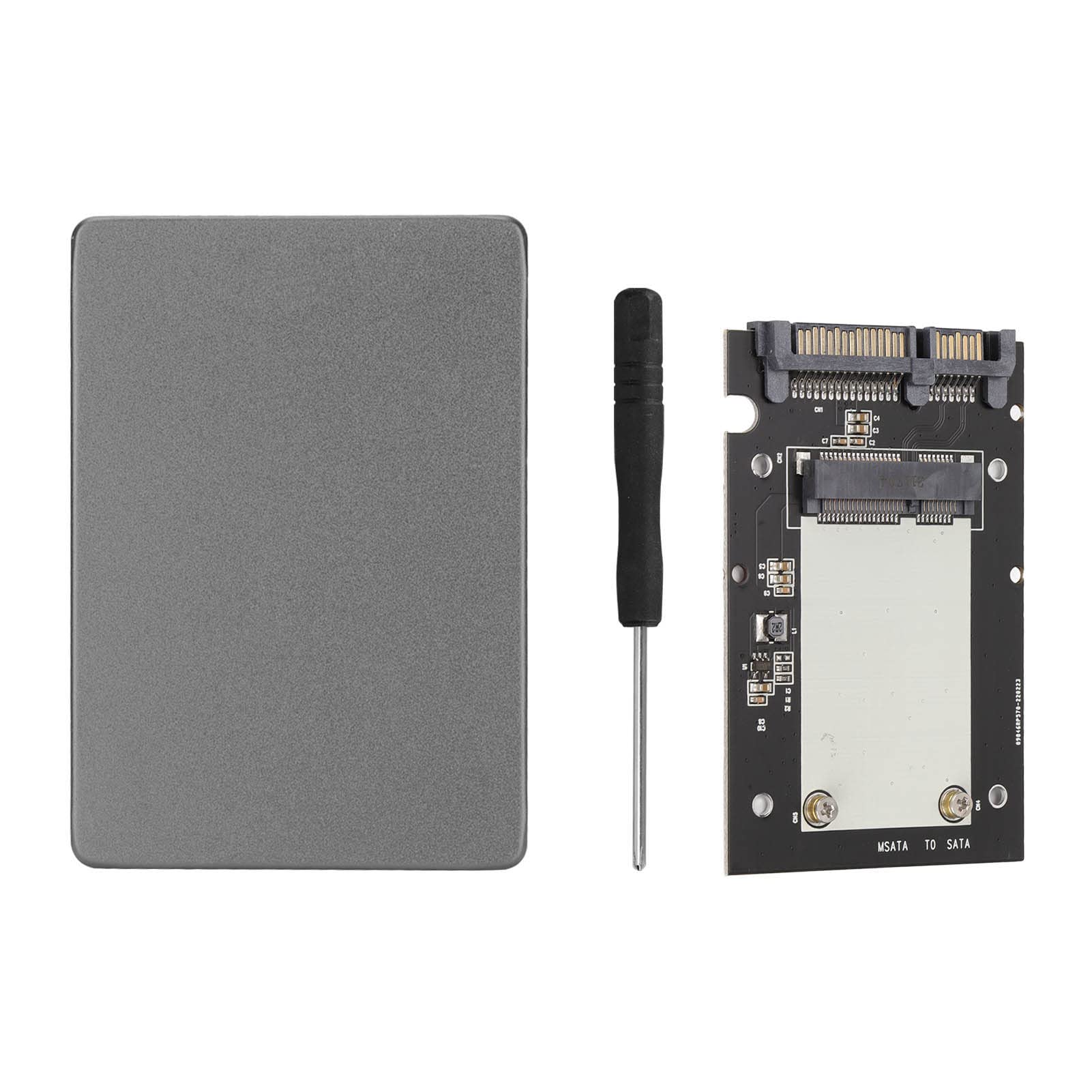 MSATA to SATA3.0 Hard Drive Adapter Card Aluminum Alloy SSD Adapter Enclosure Ultra Thin Stable Durable Lightweight for Office, Home and PC (Gray)
