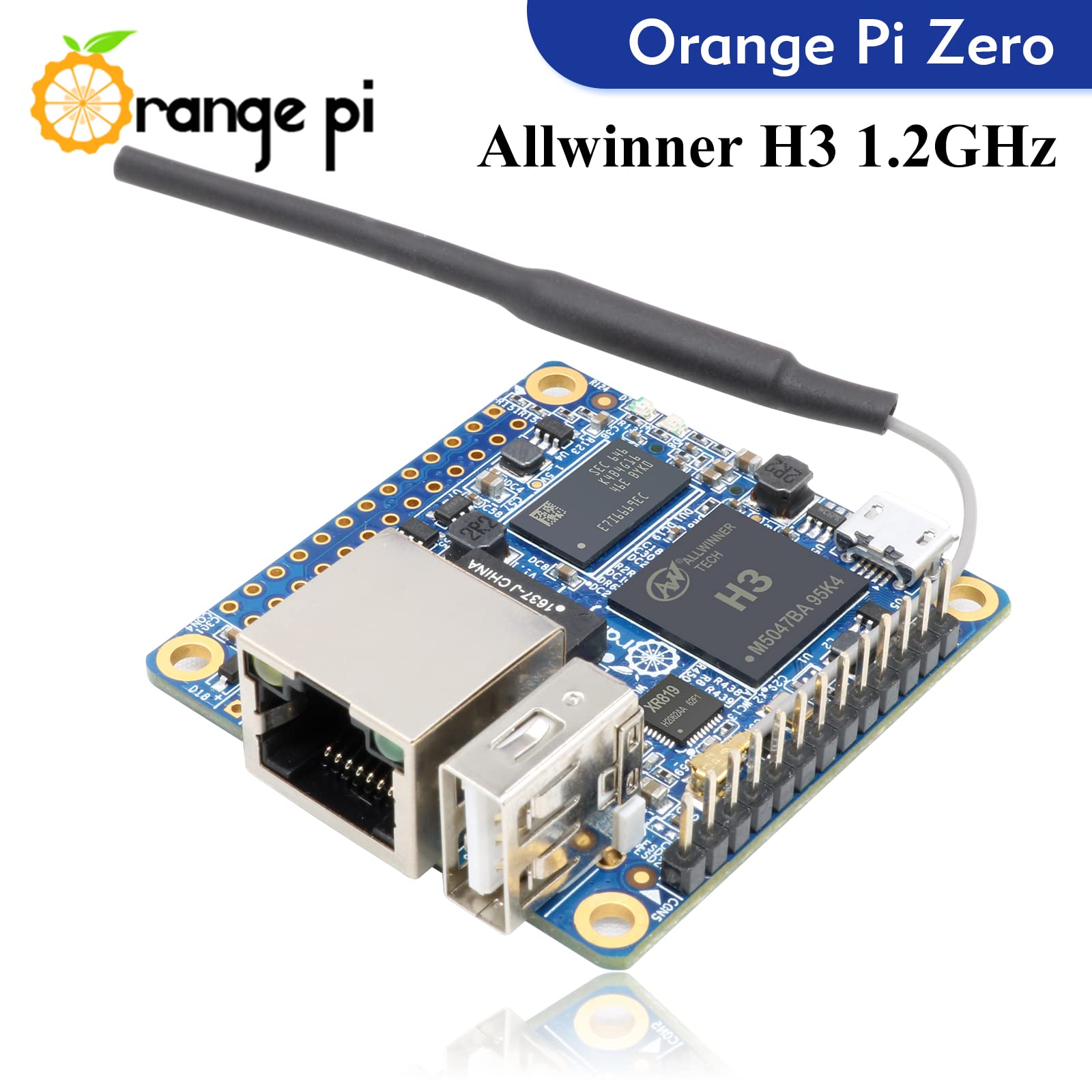 Orange Pi Zero 512MB SDRAM AllWinner H3 Quad Core Open Source Single Board Computer, Microcontroller Run Android, Ubuntu, Debian (Zero +Expansion Board +BK Case +OTG Power Supply)