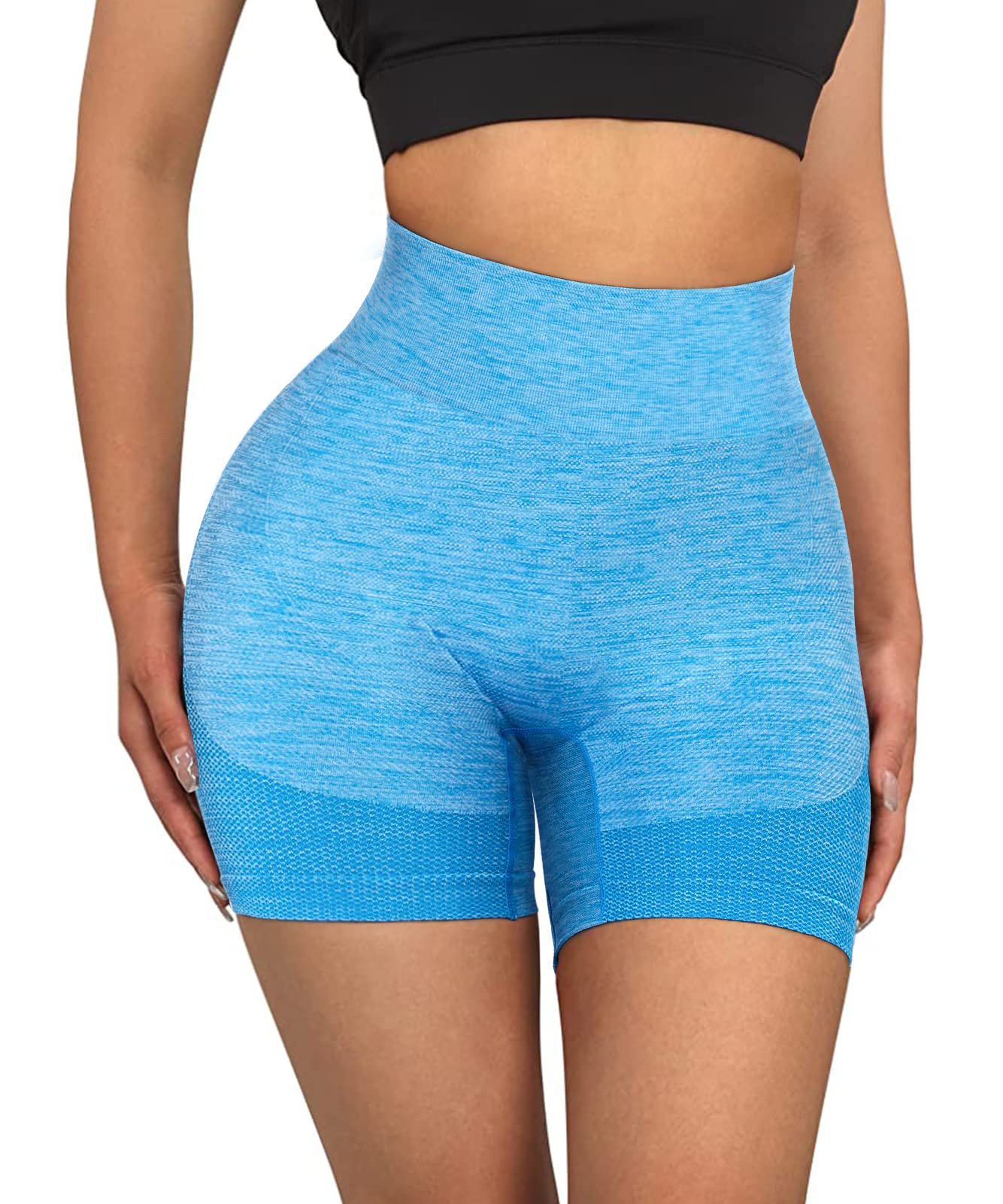 Jenbou High Waited Seamless Workout Biker Shorts Scrunch Butt Gym Yoga Shorts for Women