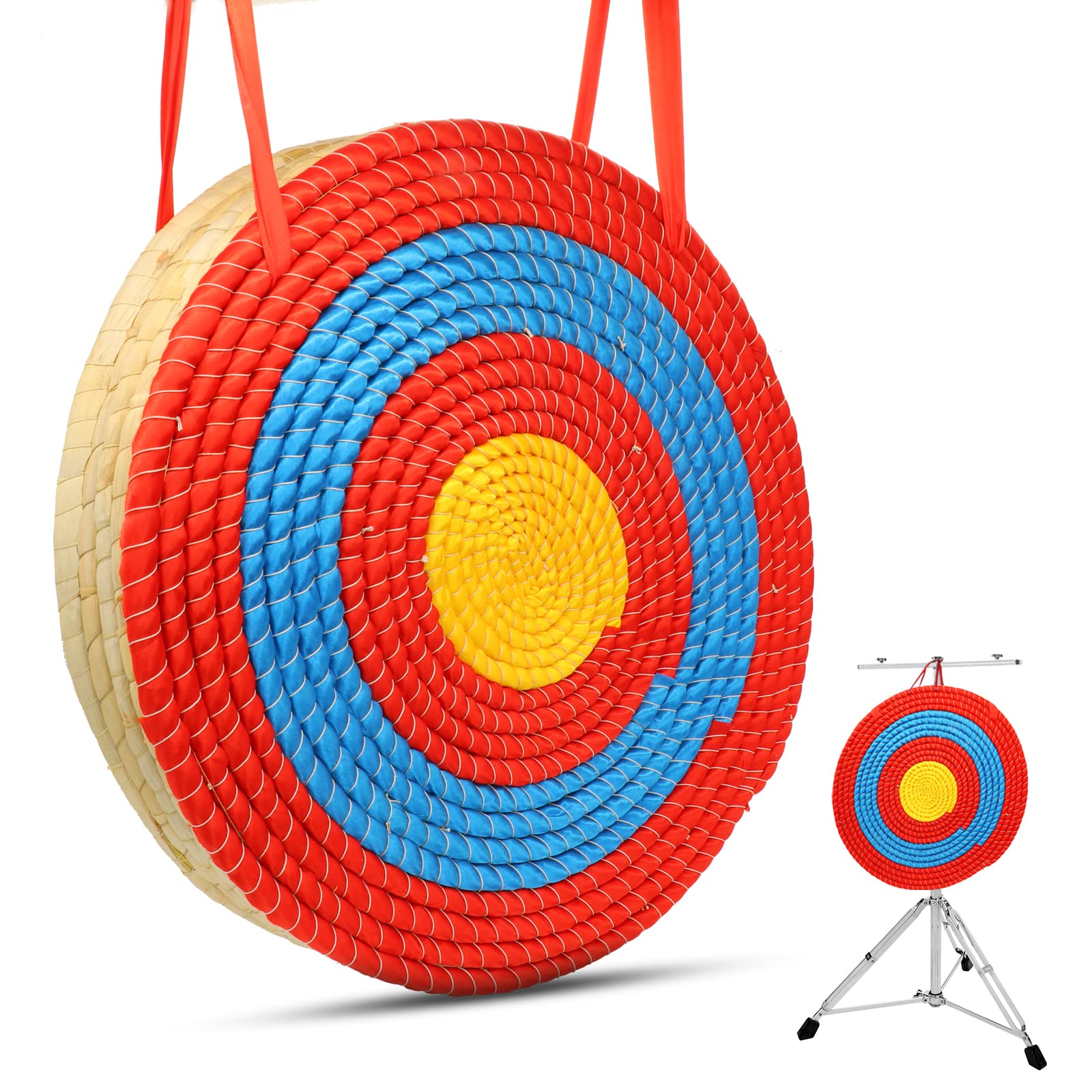 LOEVNA 5 Layers Archery Targets Traditional Solid Straw Round Archery Target Shooting Bow Coloured Rope Target Hand - Made Arrow Target for Outdoor Backyard Shooting Practice, 20 Inch