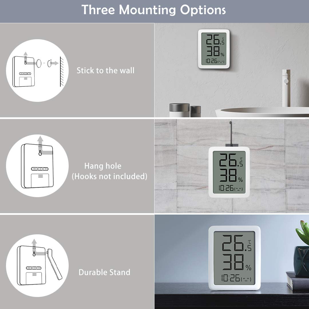Homidy Indoor Thermometer Digital Hygrometer HD 3.5″ Large Screen Humidity Gauge High Precision Temperature Sensor 24H Max/Min Record and Time Display Humidity Meter