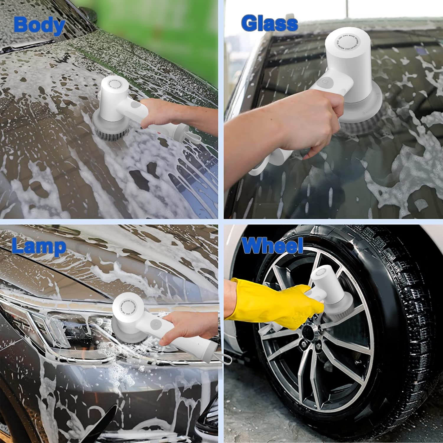 PTILOTD Electric Spin Scrubber, Dual-Speed Electric Cleaning Brush with 5 Replaceable Brush Heads for Cleaning Kitchen/Wall/Window/Sink/Dish/Grout Outdoors Indoors