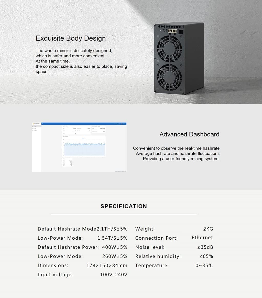 New Goldshell CK Box II Nervos CKB ASIC Miner Dual Mode 2.1TH/s 400W or 1.54TH/s 260W without PSU