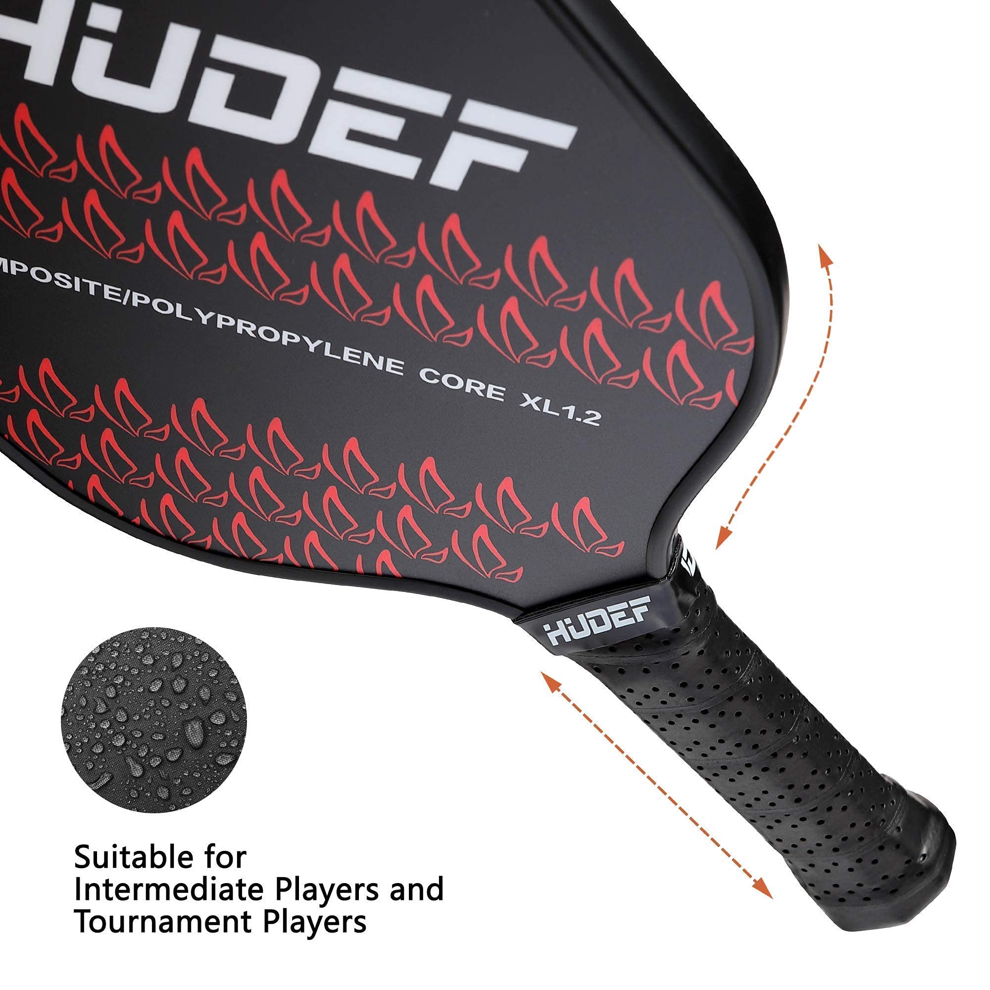 HUDEF Pickleball Paddle-Graphite Pickleball Racquet Lightweight 7.2-7.8oz,PP Honeycomb Composite Core Balanced Pickleball Rackets