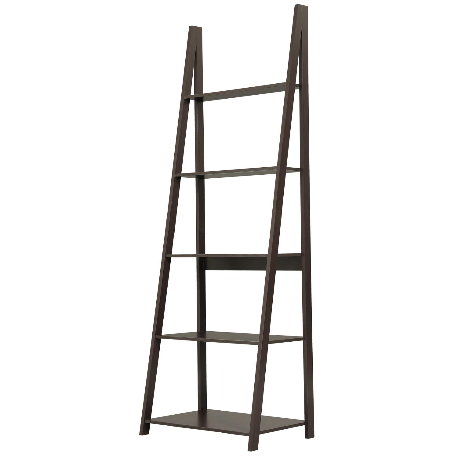 Kicode 5-Tier Ladder Shelf Bookcase, Leaning Bookshelf, Wooden Frame Decor Modern Bookshelf Storage, Flower Shelf Plant Display Shelf for Home Office