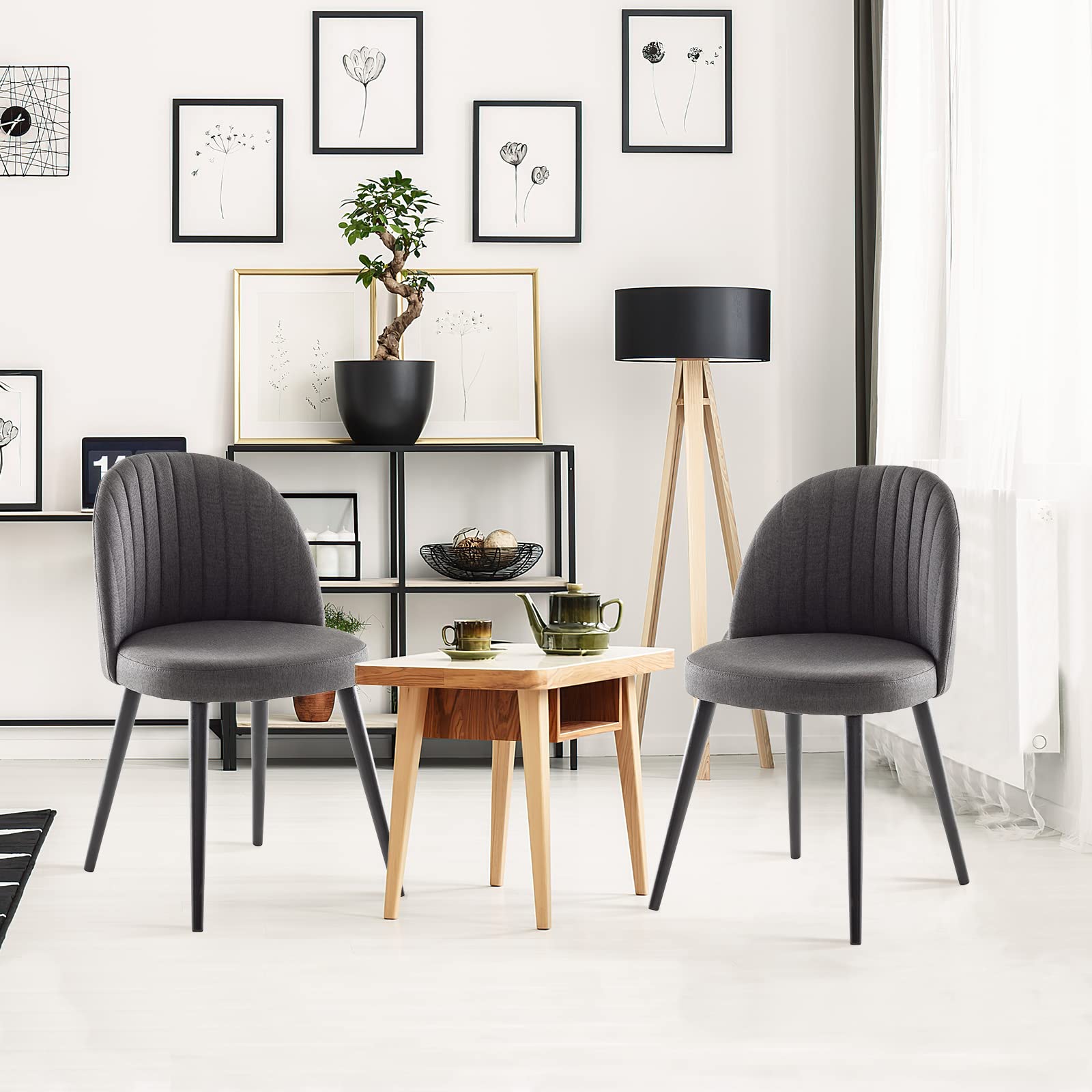 Giantex Set of 4 Modern Velvet Dining Chairs, Multipurpose Mid-back Armless Accent Chairs, Side Chair Set w/Beech Wood Legs, Perfect for Dining Room, Kitchen, Living Room, Grey