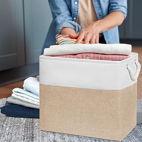 Hylarios Fabric Storage Baskets for Shelves 3 Pack, Storage Bins with Handles for Organizing Foldable Storage Bins for Toys, Clothes, Closet Large Storage Bins 17x12x15inches
