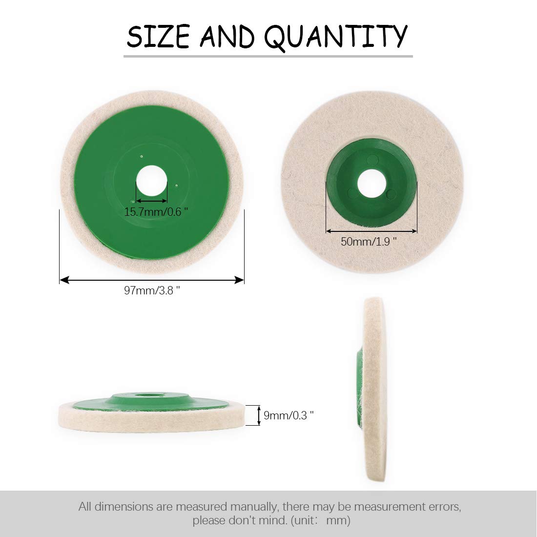Hilitchi 10 Pcs 4'' 100mm Wool Polishing Wheel Buffer Pads Felt Polishing Wheel Disc