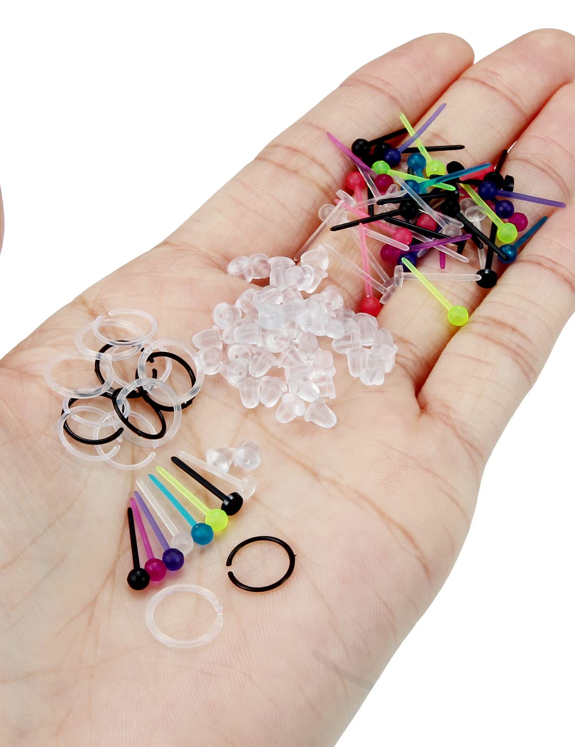 Jenxnjsjo Plastic Earrings Clear Earrings Clear Earrings for Sports Plastic Earrings for Sensitive Ears Clear Piercing Retainers Medical Grade Plastic Earrings Clear Ear Studs Earring Posts