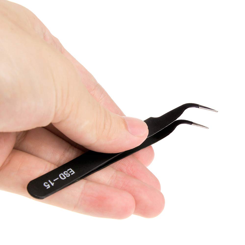 Industrial Anti-static Stainless Steel Tweezers Personal Care Eyebrow/Eyelash Tweezers (ESD15)