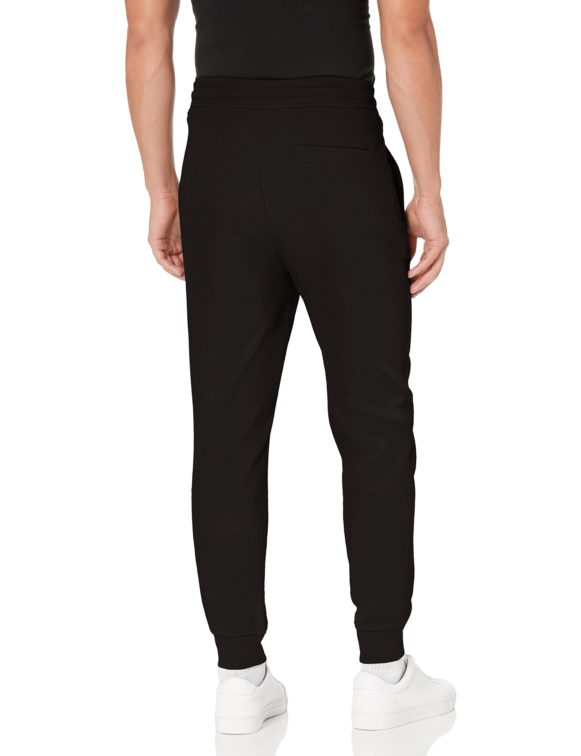 HUGO Boss Mens Regular Fit Square Logo Jersey Drawstring Joggers Sweatpants, Raven Black, Large US