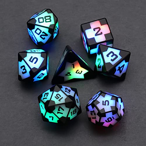 LED DND Dice Rechargeable, Light up Dice Electronic Dice Set with Charging Box Dungeons and Dragons D&D Dice Glow in The Dark Football Dice for World Cup HNCCESG LED Flashing Dice Role Playing Game
