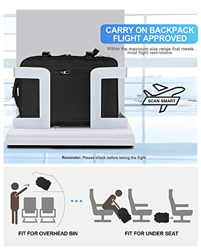 VGCUB Carry on Backpack, Large Travel Backpack for Women Men Airline Approved Gym Backpack Waterproof Business Laptop Daypack Expandable, Black