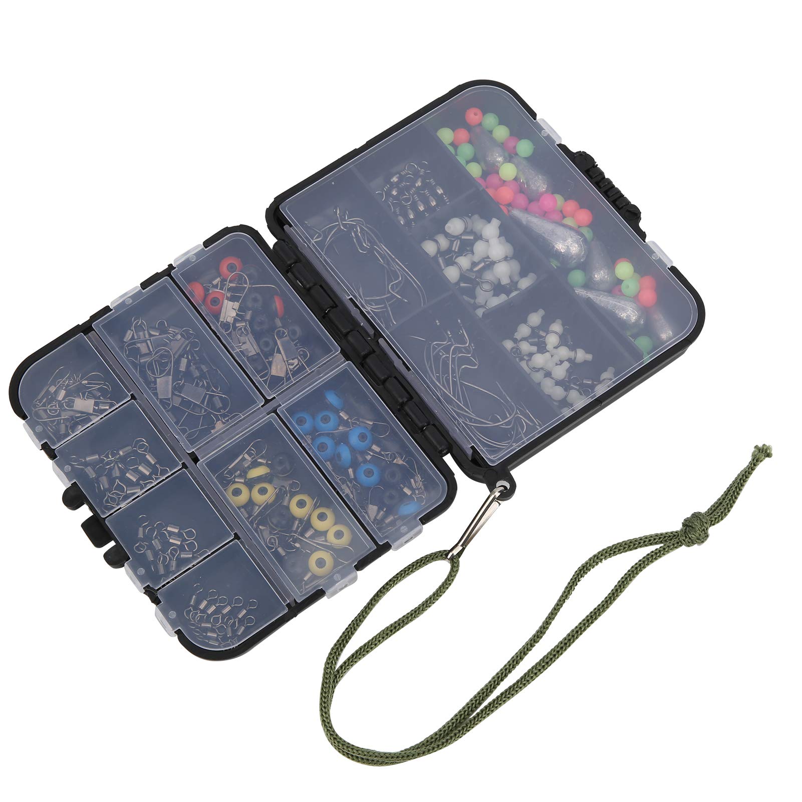 KOSDFOGE Multifunctional Fishing Accessories Kit, Portable Plastic Fishing Bait Set with Tackle Box Including Hooks, Swivel Joint, Snap, and Other Tools