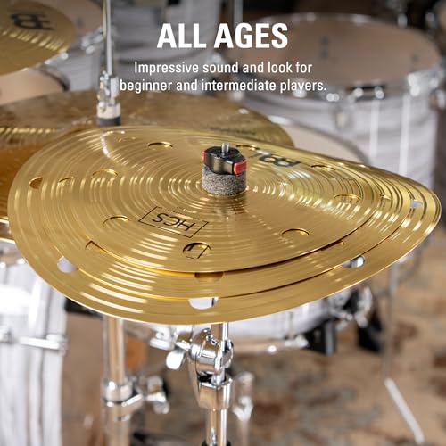Meinl Cymbals 3-Piece Smack Stack Cymbal Pack with Holes 10", 12", 14" β HCS Traditional Finish Brass for Drum Set β Made in Germany, 2-Year Warranty (HCS024SM)