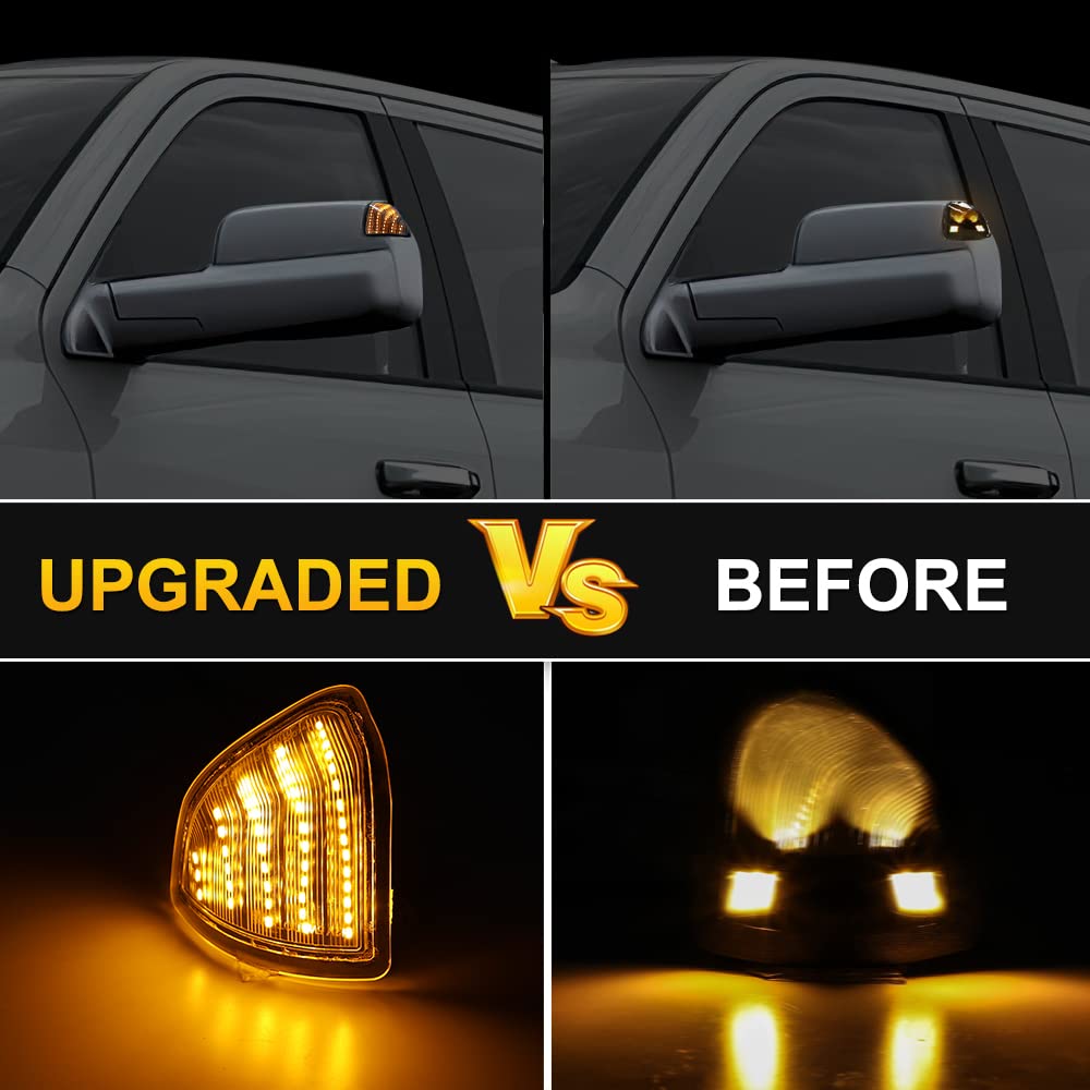 Jerezmot Side Marker and Turn Signal Combo for 2010-2018 Dodge Ram 1500 2500 3500 4500 5500, Rear View Mirror Lights Replace 68302828aa 68302829aa, Pack of 2