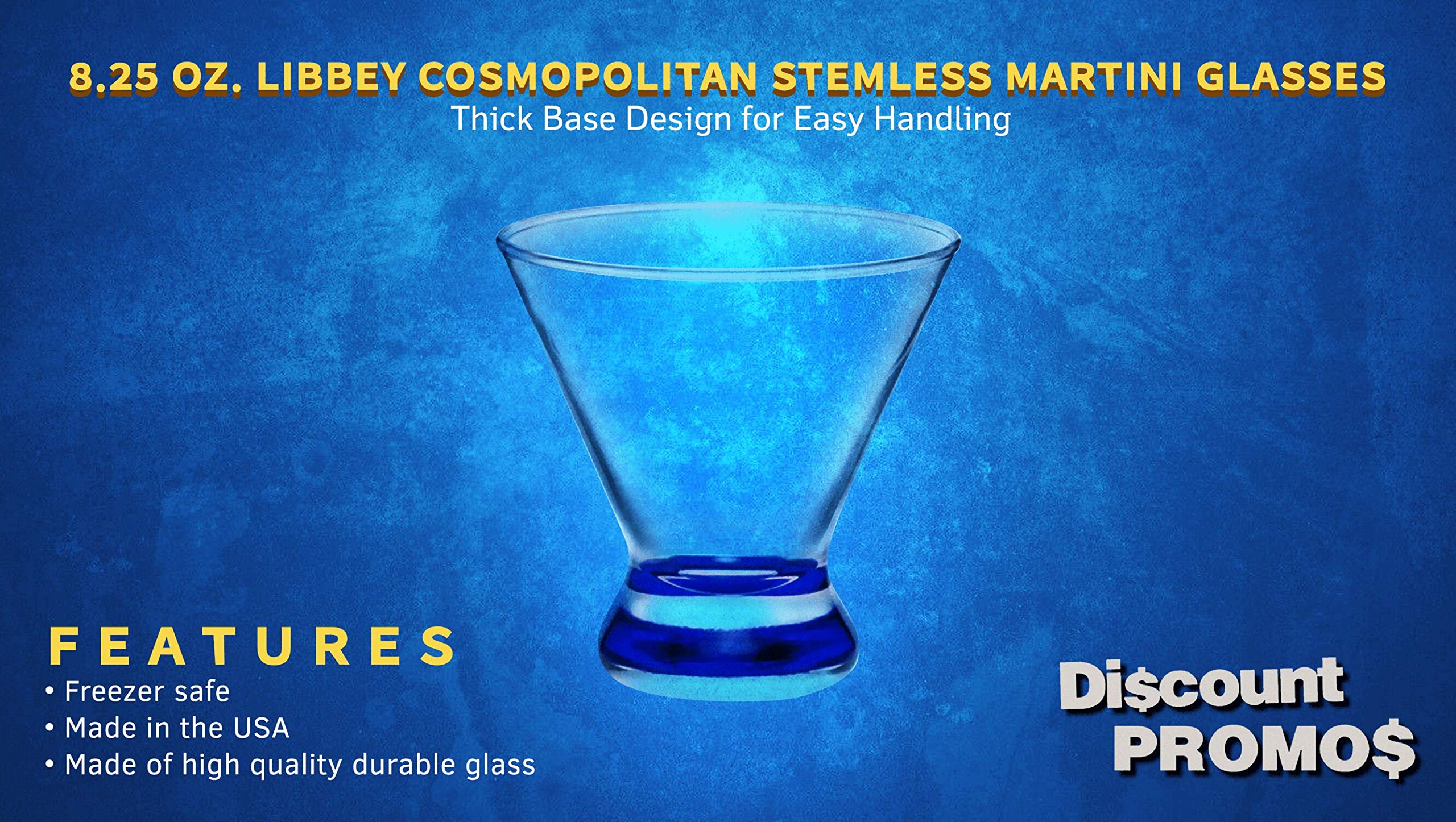 Libbey Martini Glasses 8.25 oz. Set of 10, Bulk Pack - Great for Cocktails, Wedding Favors, Party Favors, Events - Blue