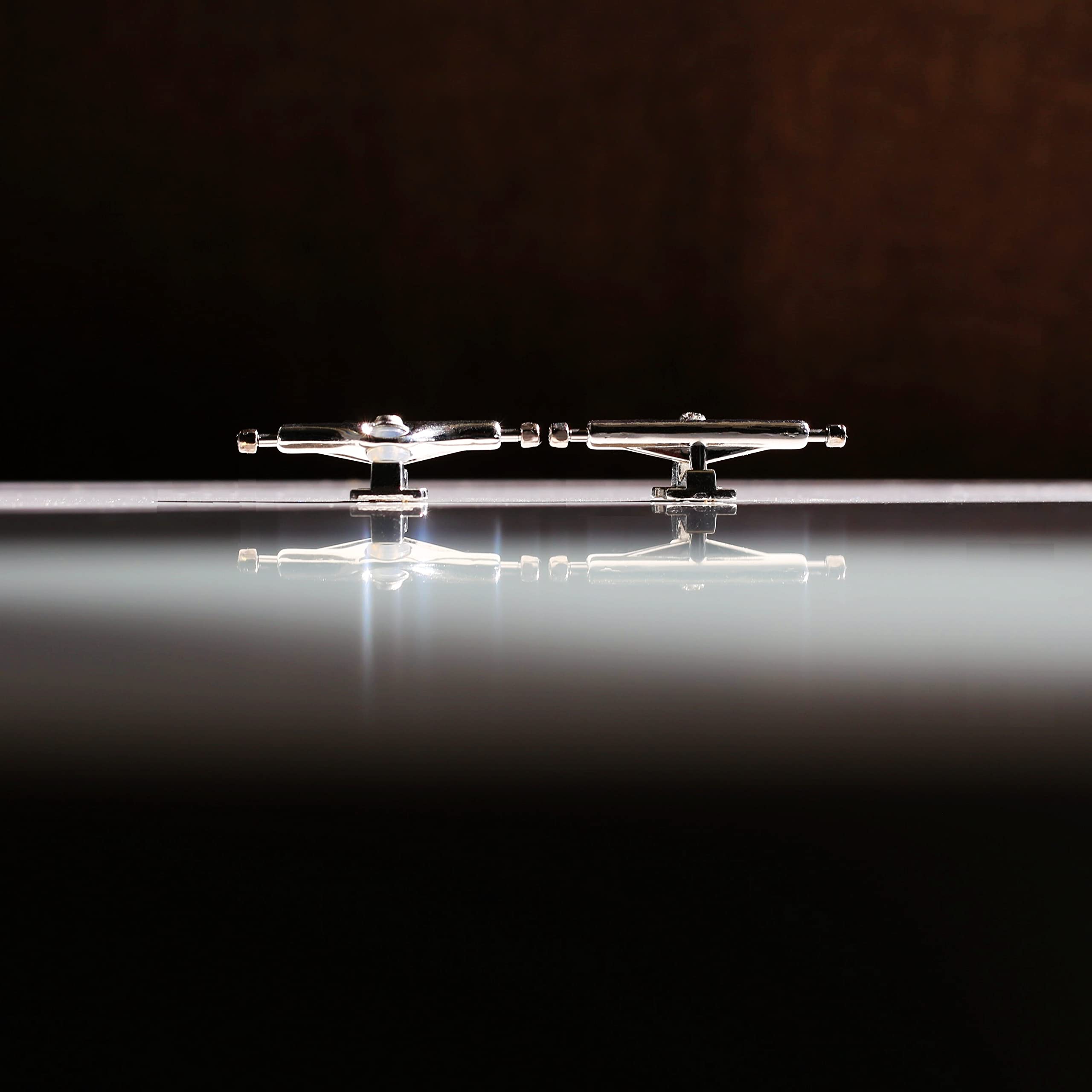 NOAHWOOD Fingerboards Parts Professional Prince III Flip Trucks (34mm) + Update Self-locking Nuts (Silver White)
