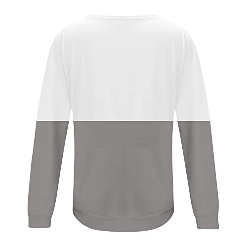 Ladies Casual Loose Printing Tops Round Neck Drop Shoulder Sweatshirts Fashion Long Sleeve Pullover