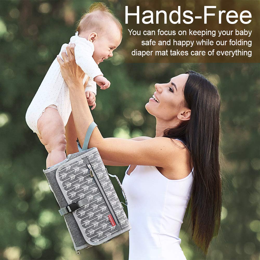 KiddyCare Diaper Bag Backpack & Portable Diaper Changing Pad - Multi-Function Baby Bag and Waterproof Cover Station for Travel