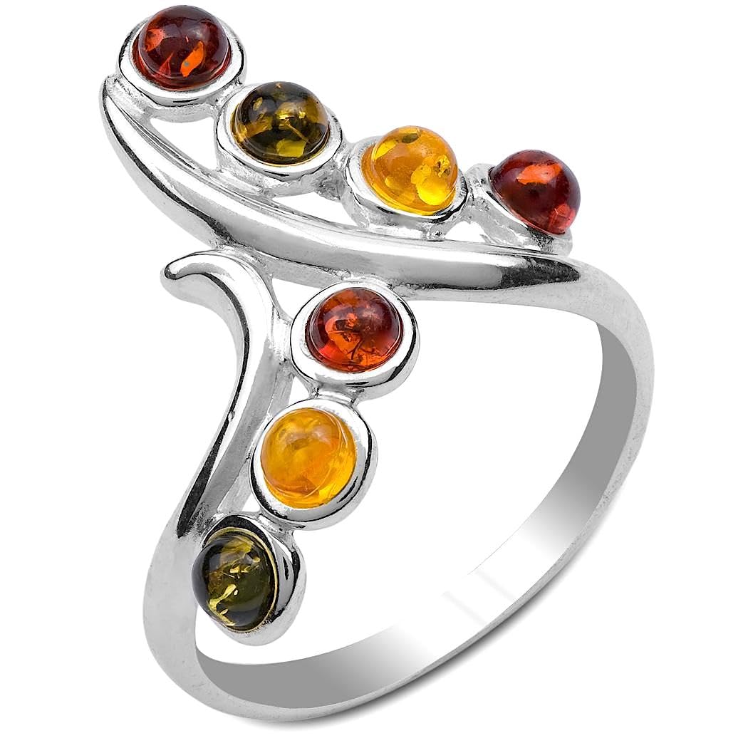 Ian and Valeri Co. Multicolor Amber Sterling Silver Tiny Stones Ring