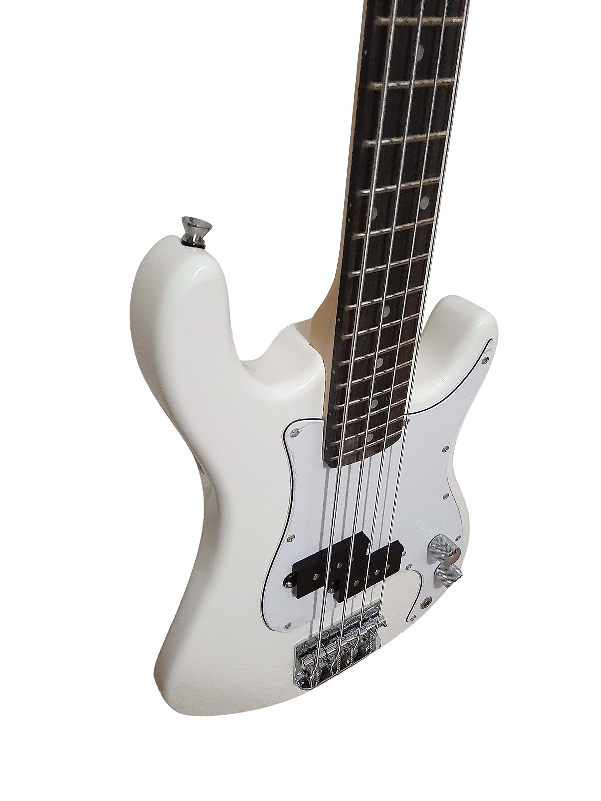 Mini Bass Guitar 3/4 size 36 inch for Kids Children beginners 4 string Electric Bass with package (White-Full Pack)