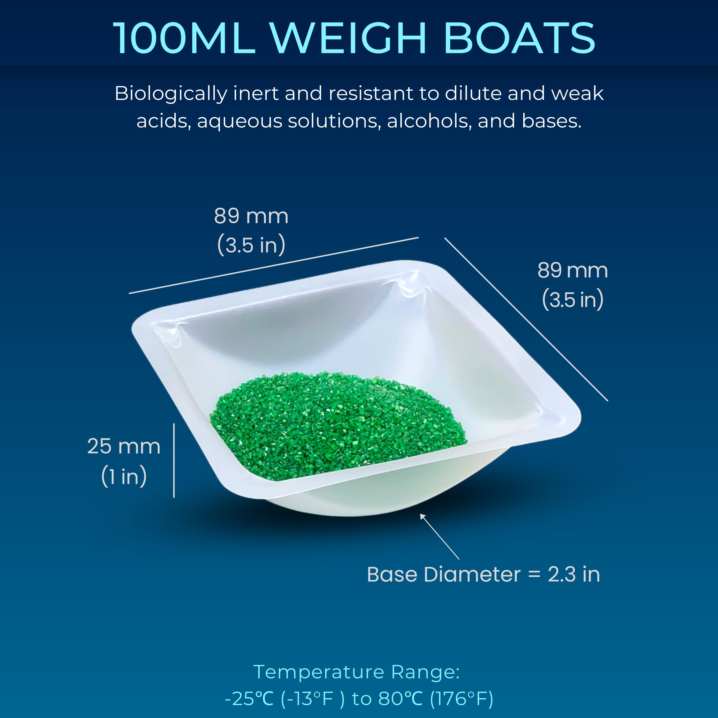 Pure Ponta Weigh Boats - Small, Medium & Large Square Plastic Disposable Trays for Scale - 7ml, 100ml, 330ml - 125pk Per Size