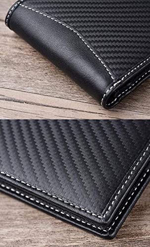 NIUBB Men's Carbon Fiber Wallet Shield NFC Anti-Theft Brush RFID Leather Wallet Card Holder (Color : Black)