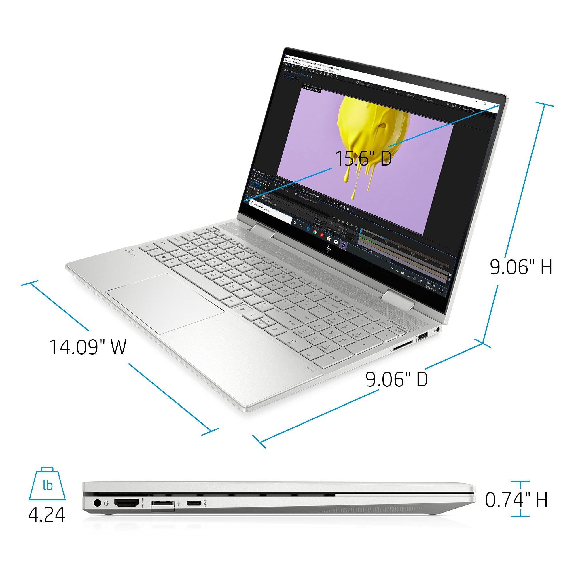 HP Newest Envy x360 Convert 15.6" FHD IPS Touchscreen Premium 2-in-1 Laptop, 11th Gen Intel Quad-Core i5-1135G7, 8GB RAM, 2TB PCIe SSD, Backlit Keyboard, Fingerprint, Windows 10 Home + HDMI Cable