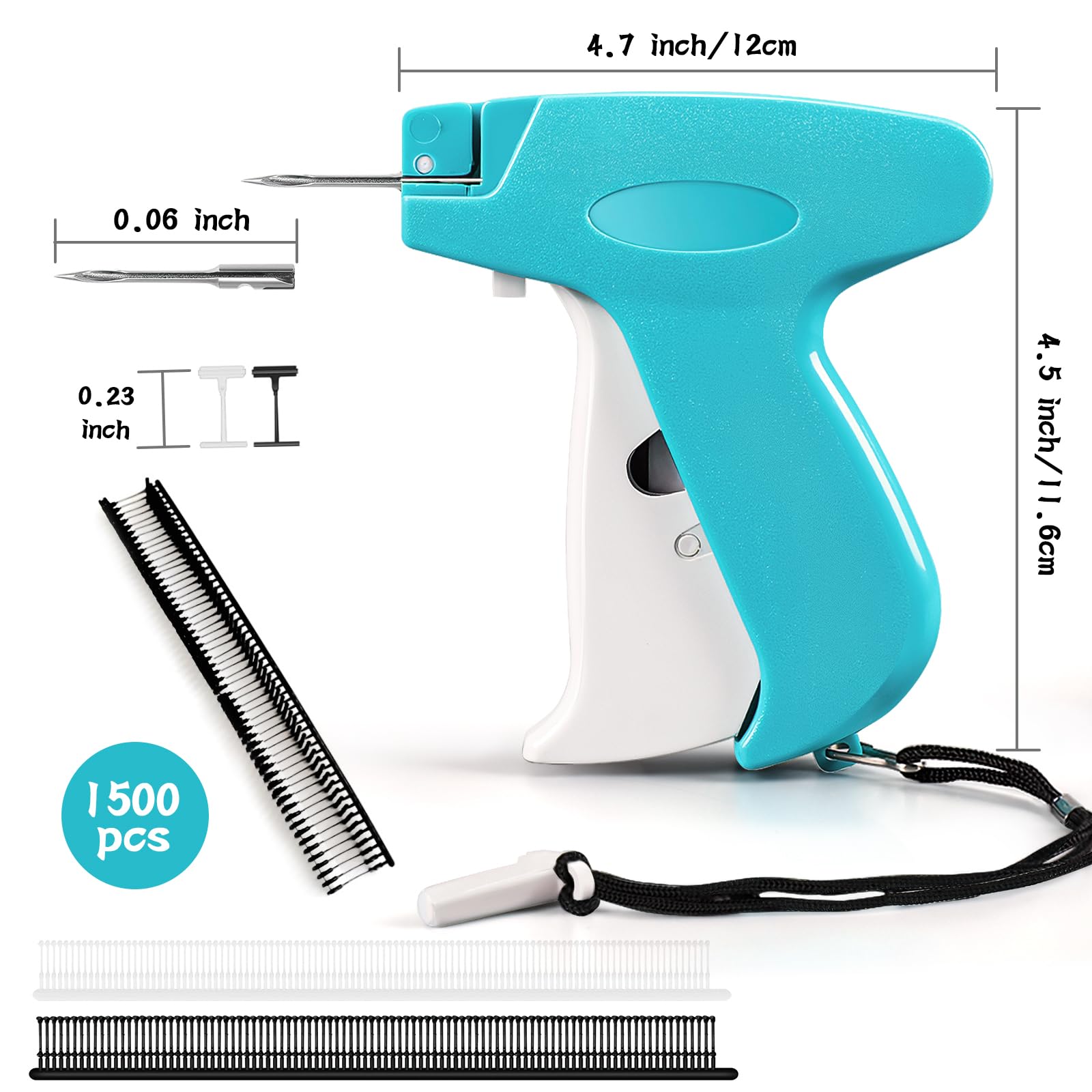 Quick Clothing Fixer, Mini Sewing Gun for Clothes, Clothing Tagging Gun, Quick Sing Tool with 2 Needles,1500 Black & 1500 White Fasteners