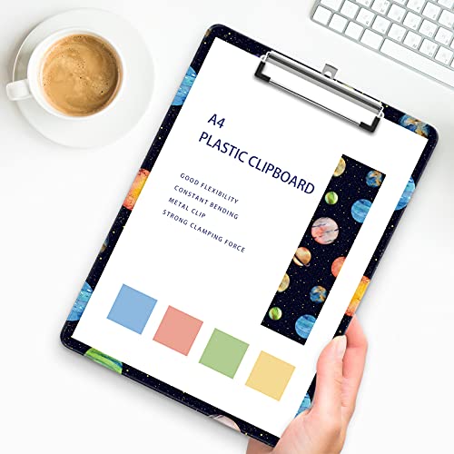 ZAXMEY Plastic A4 Clipboards, Cute Clipboard Stardard Letter Size for Teacher, Kids, Lightweight Clip Board | Decorative Clip Boards | Office Clipboard | School Supplies(Planet).