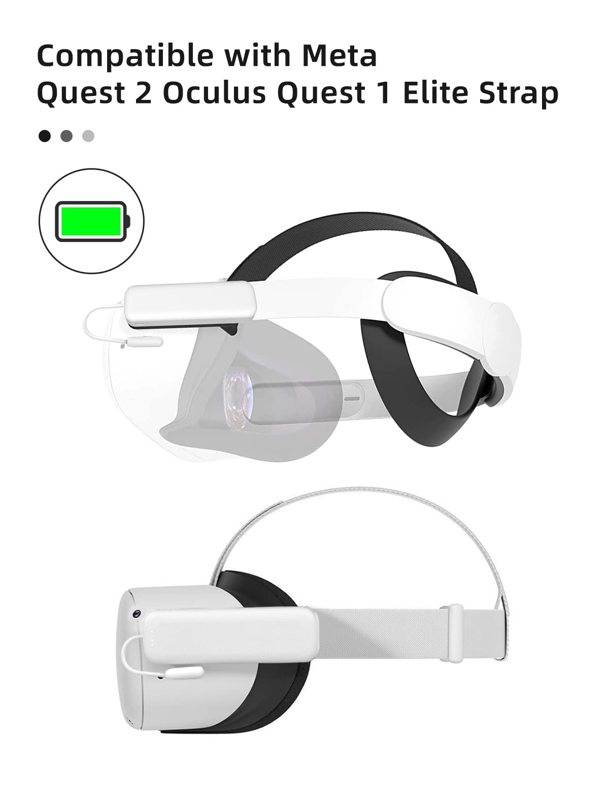 NIUVR Battery Pack for Quest 2 Headset, Lightweight Extended Power Bank-4000mAh,Compatible with Quest 2 Elite Strap Accessories, Portable Fast Charging Power for Extra 2.0 Hours Game Time