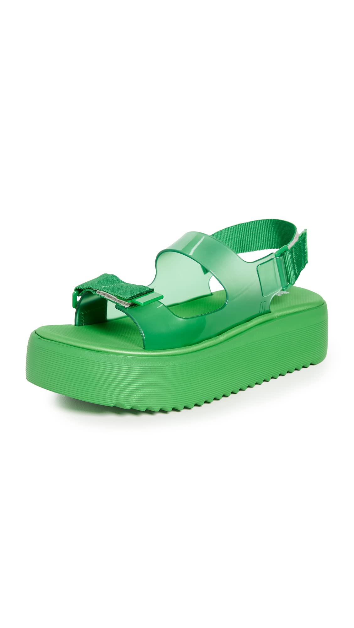 Melissa Women's Brave Papete Platform Sandals, Green, 9 Medium US